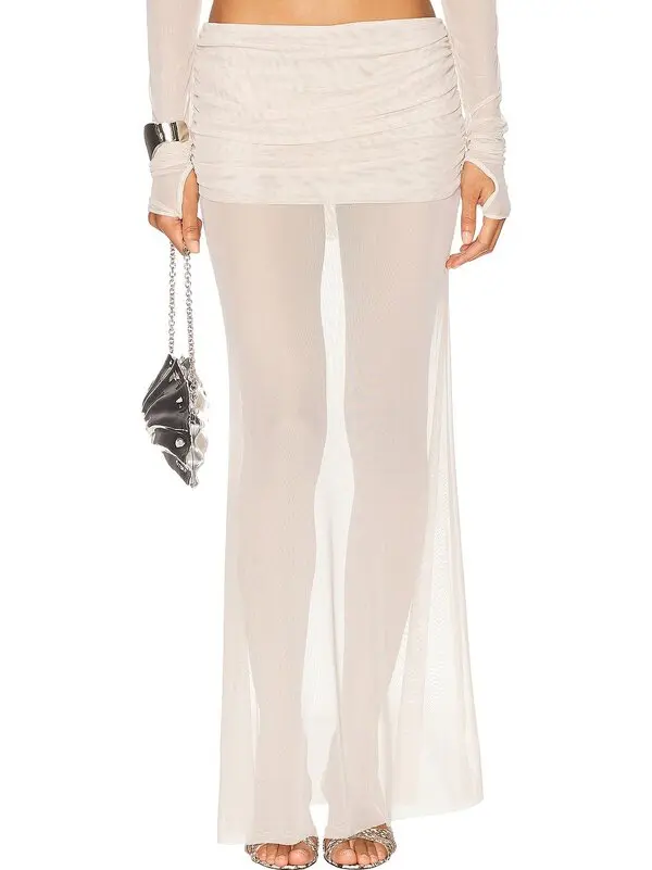 BANANHOT Lena Sheer Maxi Skirt - Macadamia