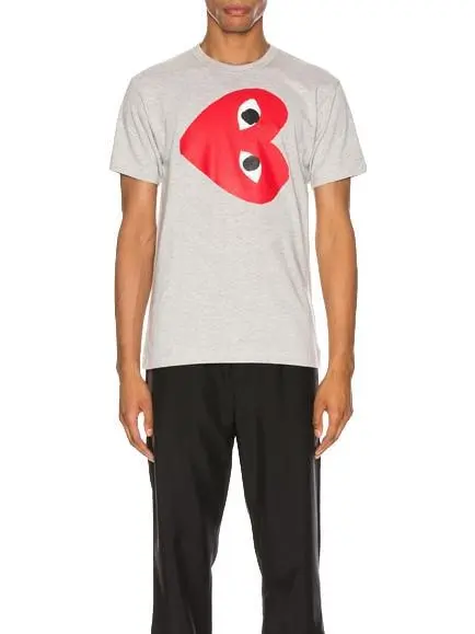 Play Comme Des Garcon Sideways Heart Logo Tee - Grey