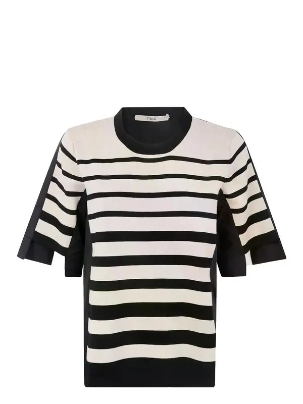 NUUR Striped Panelled Top - Black