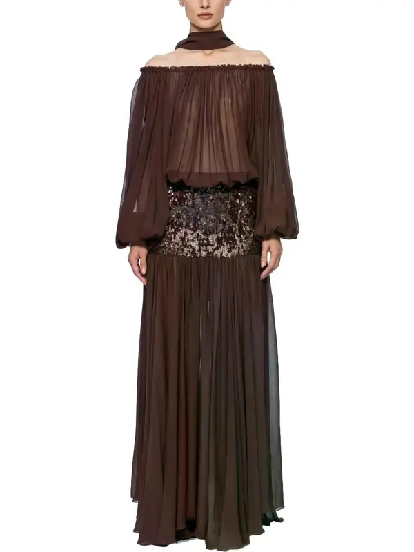 ATU BODY COUTURE Sequin-embellished Off-shoulder Dress - Brown