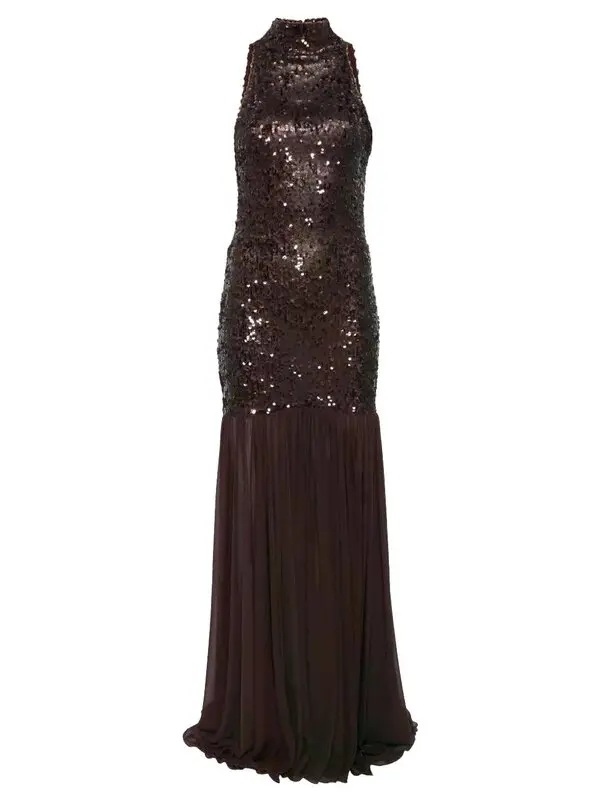 ATU BODY COUTURE Sequin Embellished High-neck Dress - Brown