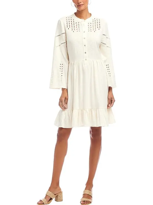 Karen Kane Tiered Flare Sleeve Dress - Cream