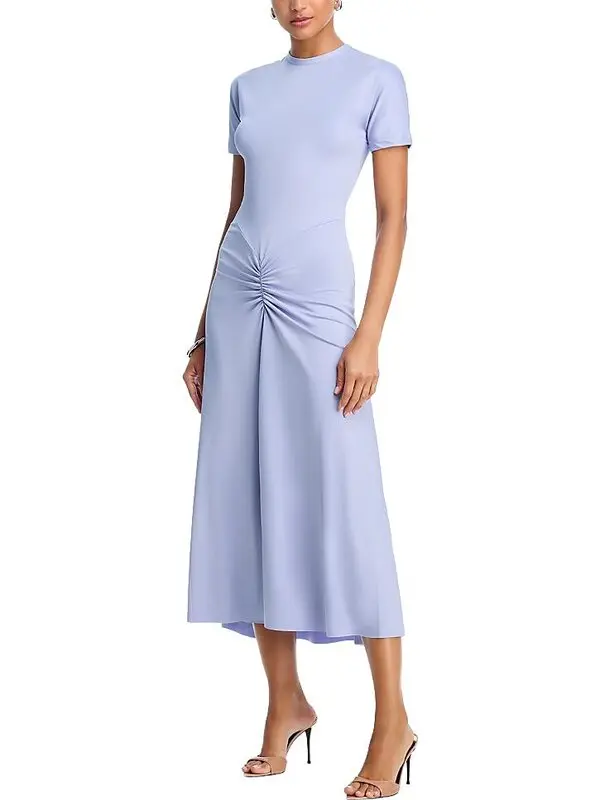 Victoria Beckham Gathered Waist Midi T-shirt Dress - Delphinium