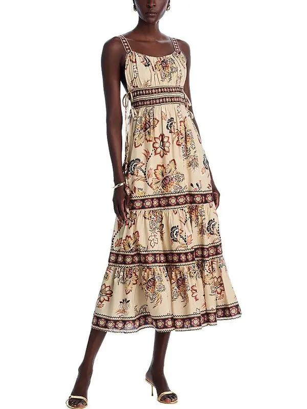 Farm Rio Sleeveless Midi Dress - Aura Floral Sand