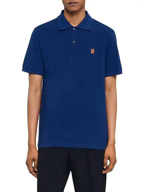 Sandro Short Sleeve Logo Polo Shirt - Navy Blue