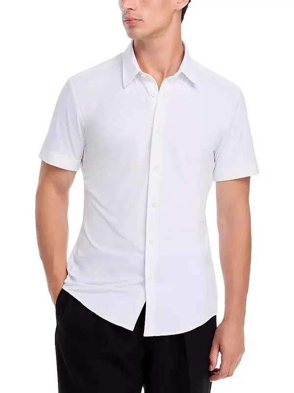 BOSS Performance Roan Slim Fit Button Down Shirt - White