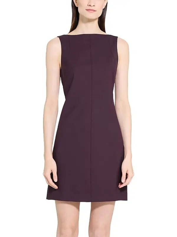Theory Sleeveless Boat Neck Mini Dress - Dark Iris