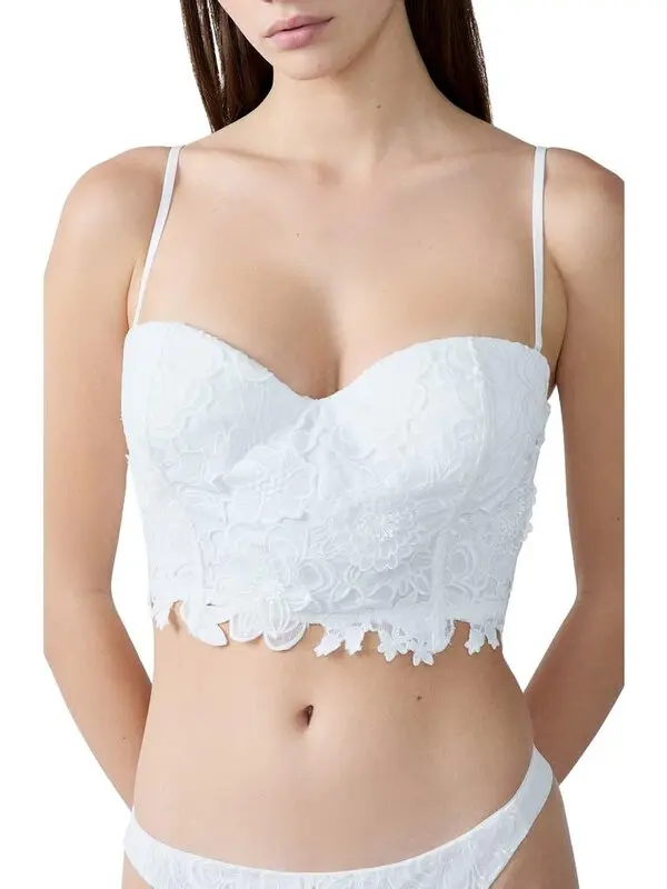ETAM Promesse Embroidered Bustier - Ecru