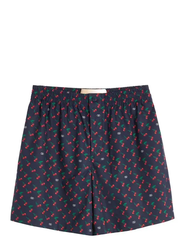 Valentino Garavani Cotton Cherryfic Print Shorts - Blue