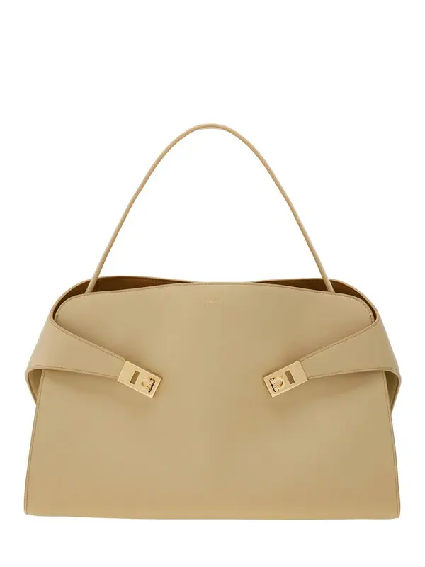 FERRAGAMO Hug Soft Shoulder Bag - Beige