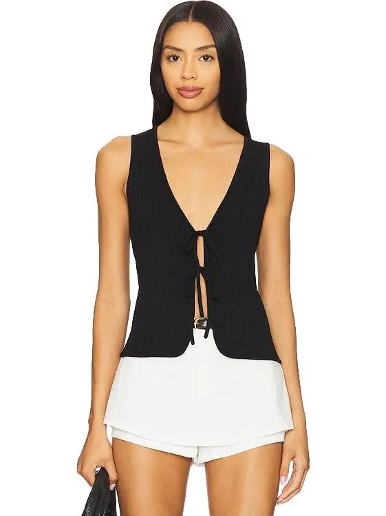 Show Me Your Mumu Time Out Tie Top - Black Rib Knit