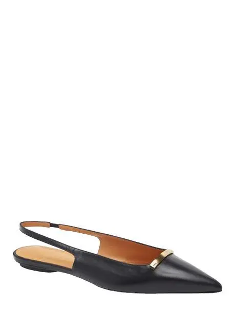 TOD'S Barretta Pointed Toe Slingback Flats - Nero
