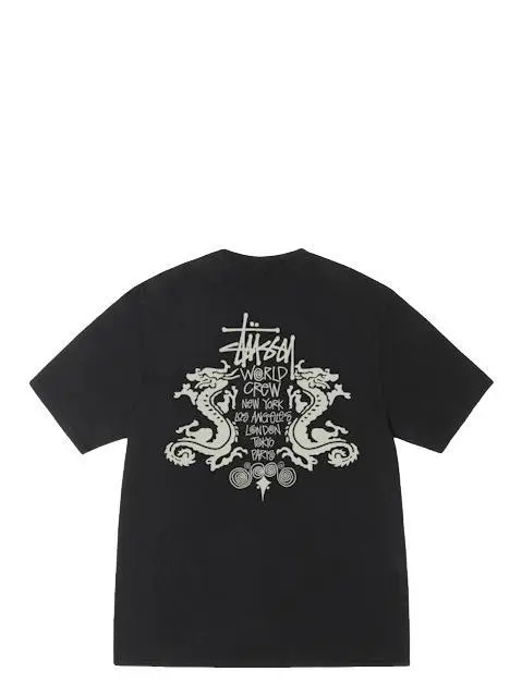 StÜssy Double Dragon Pigment Dyed Tee Shirt - Black