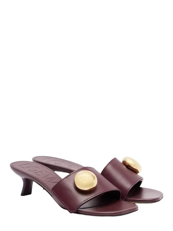 Loewe Anagram Leather Mules - Burgundy