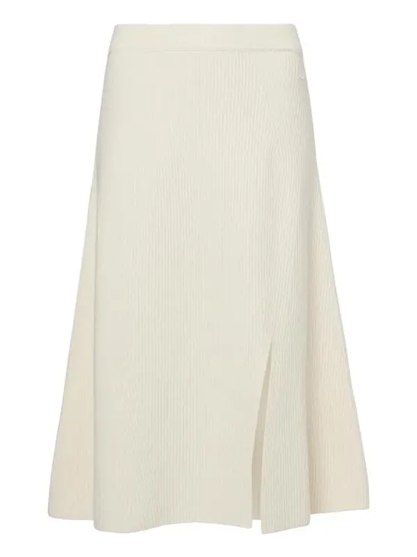 Moncler Ribbed-knit Wool And Cashmere Midi Skirt - White
