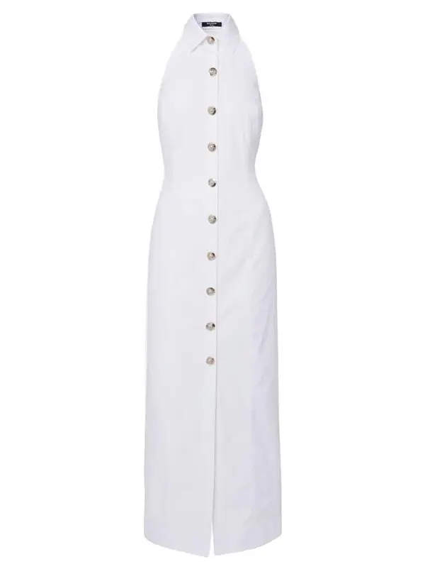 Balmain Open-back Buttoned Shirt Dress - White