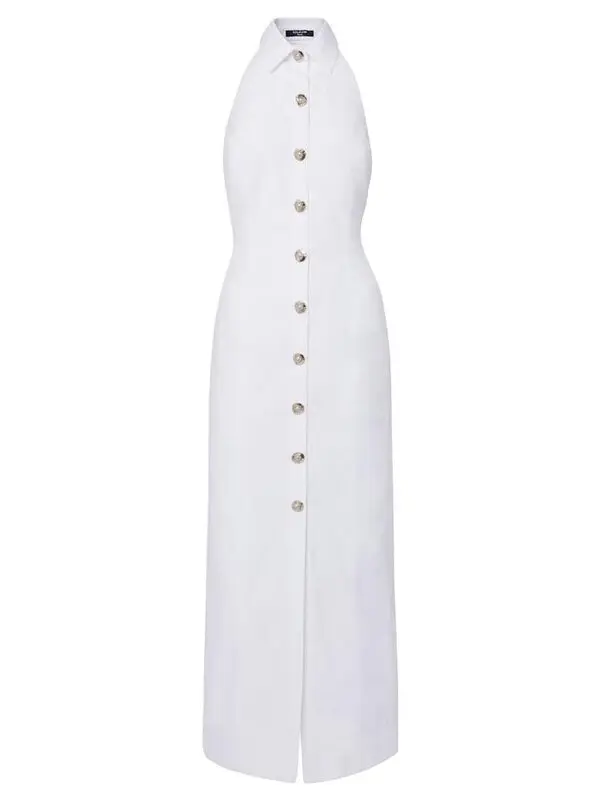 Balmain Open-back Buttoned Shirt Dress - White