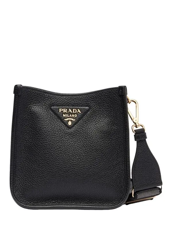 Prada Mini Leather Shoulder Bag - Black