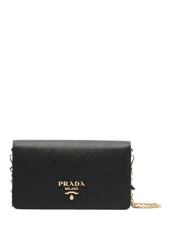 Prada Saffiano Mini Leather Shoulder Bag - Black