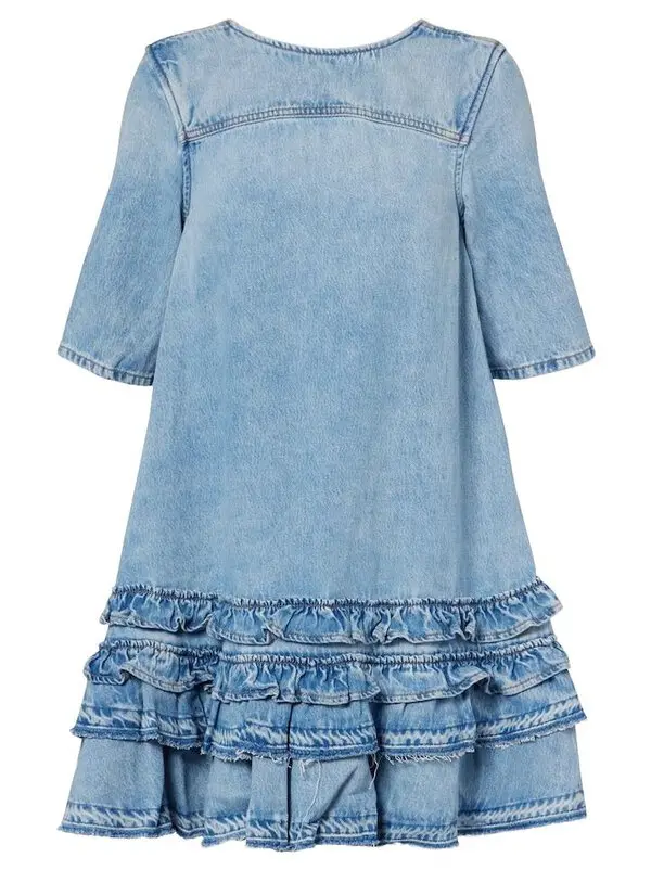 GANNI Ruffled Denim Minidress - Blue