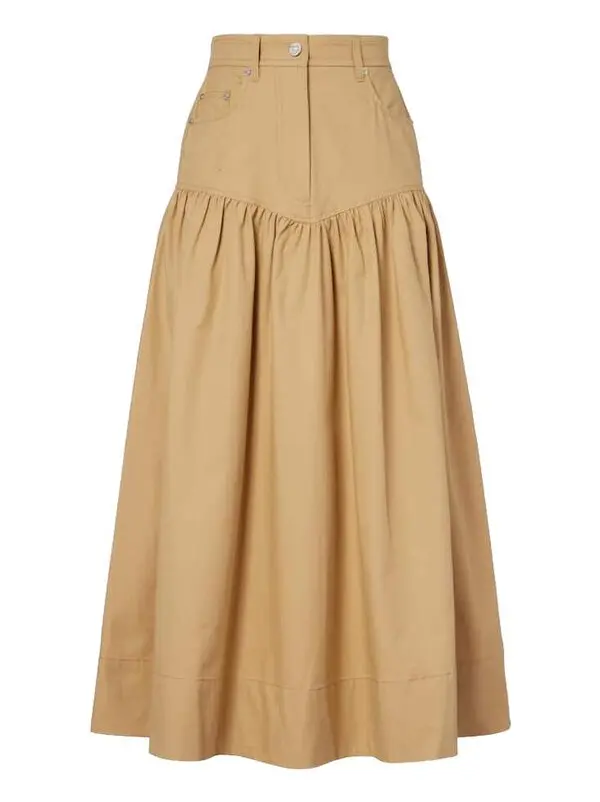 GANNI Gathered Maxi Skirt - Beige
