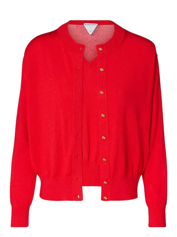 Bottega Veneta Knot Sweater Vest And Cardigan Set - Red