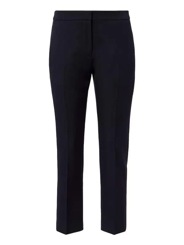 Alexander McQueen Cropped Flared Wool Gabardine Pants - Blue