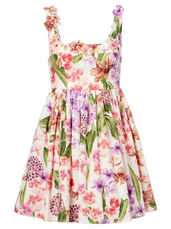Agua Bendita Floral Cotton Mini Dress - Multicoloured