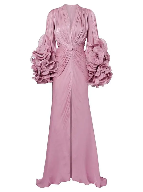 Costarellos Ruffled Gathered Gown - Pink