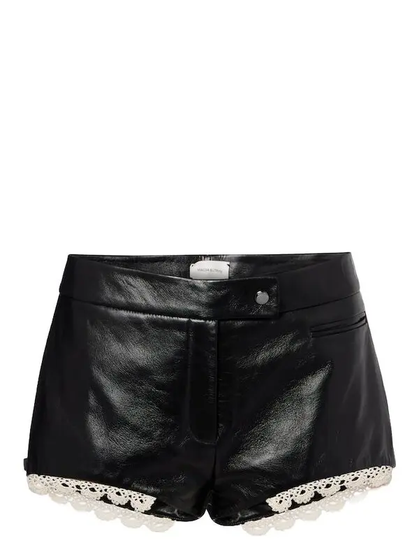 Magda Butrym Lace-trimmed Leather Shorts - Black