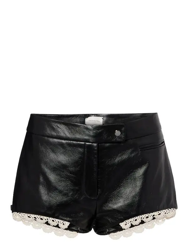 Magda Butrym Lace-trimmed Leather Shorts - Black
