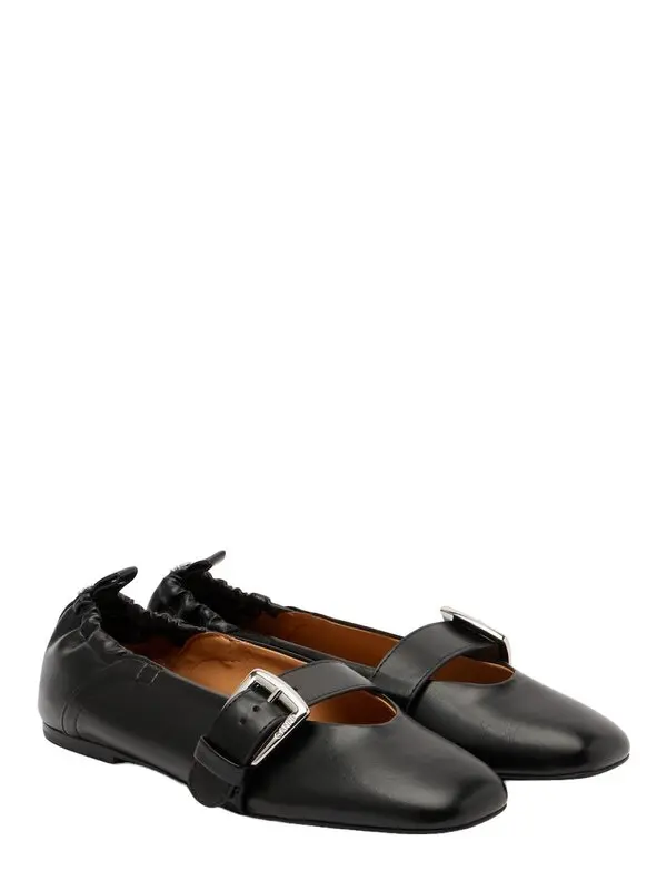 GANNI Butterfly Mary Jane Flats - Black