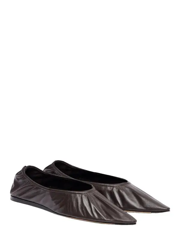 THE ROW Liisa Leather Ballet Flats - Brown