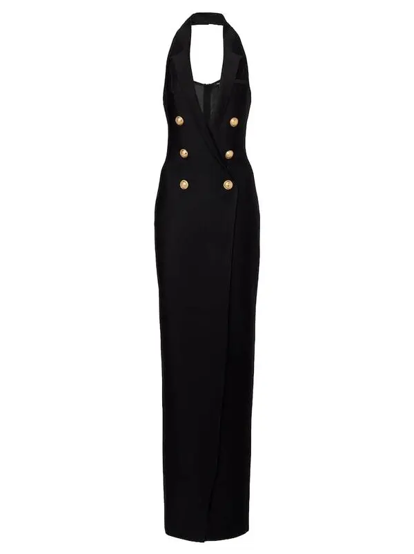 Balmain Halterneck Open-back Blazer Dress - Black