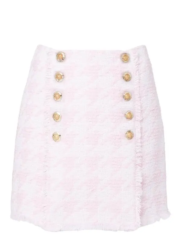 Balmain Houndstooth Cotton-blend Miniskirt - Pink