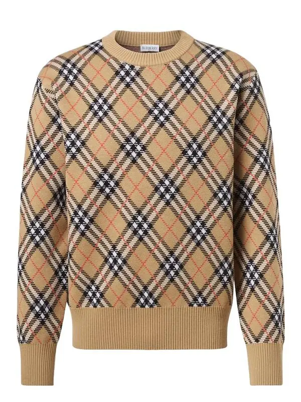 Burberry Check Wool-blend Sweater - Beige