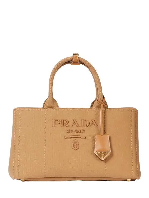 Prada Jardiniere Medium Canvas Tote Bag - Brown