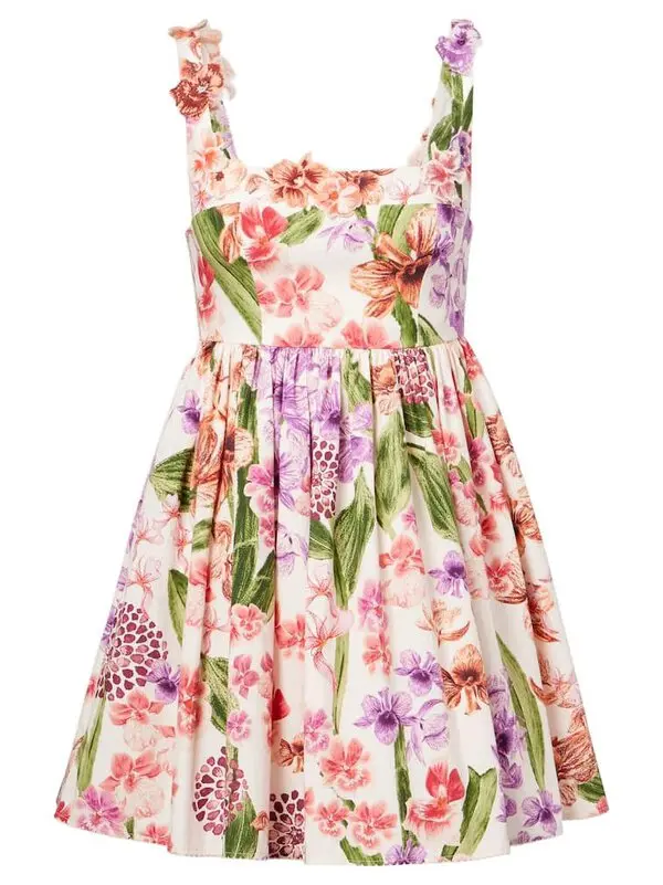 Agua Bendita Floral Cotton Mini Dress - Multicoloured
