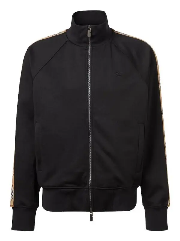 Burberry Check Cotton-blend Jersey Track Jacket - Black