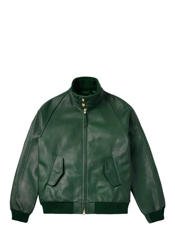 Golden Bear Baracuda Leather Bomber Jacket - Green