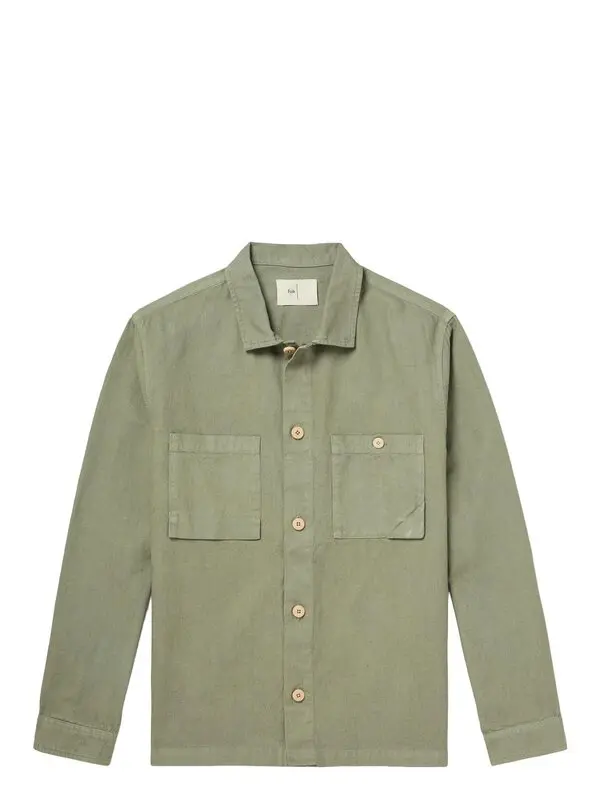 Folk Anniversary Cotton And Hemp-blend Canvas Overshirt - Green