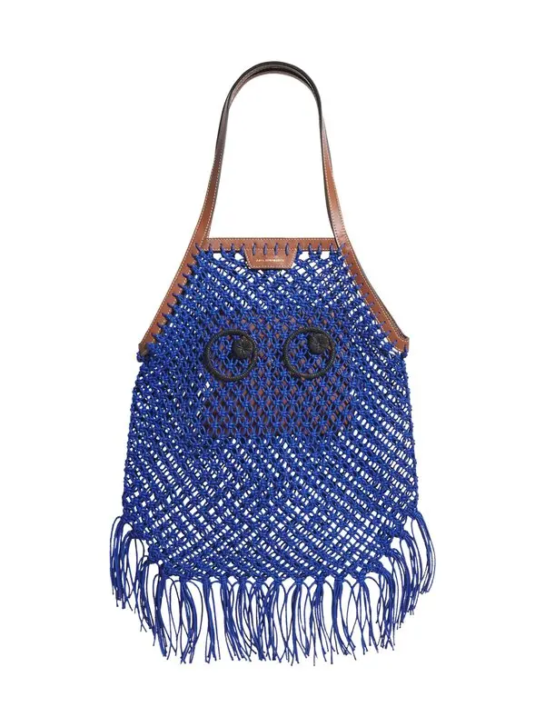 ANYA HINDMARCH Macrame Fringe Eyes Tote Bag - Blue
