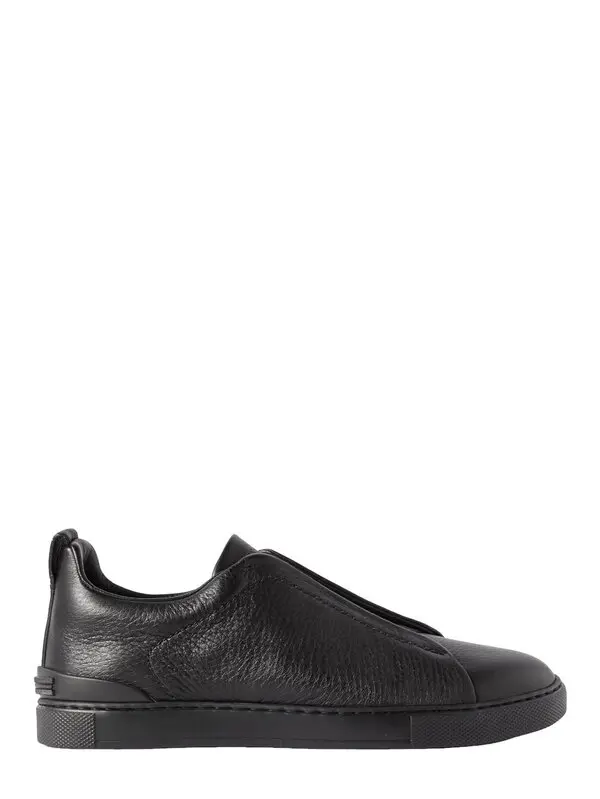 Zegna Triple Stitch™ Full-grain Deerskin Slip-on Sneakers - Black