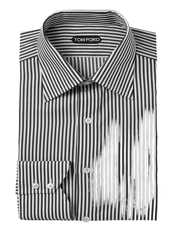 TOM FORD Striped Cotton And Silk-blend Shirt - Black