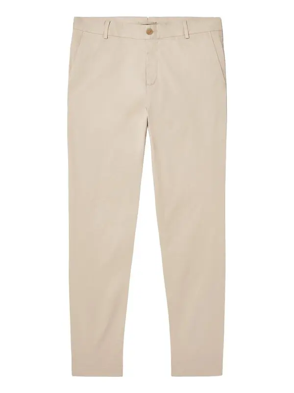 Sunspel Straight-leg Garment-dyed Cotton-blend Twill Chinos - Neutrals