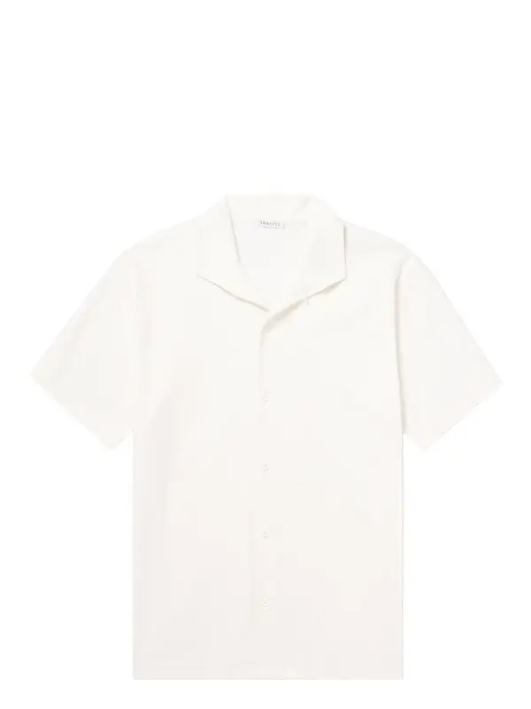 Sunspel Convertible-collar Cotton-piqué Polo Shirt - Neutrals