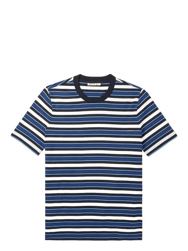 Marni Striped Cotton-jersey T-shirt - Blue