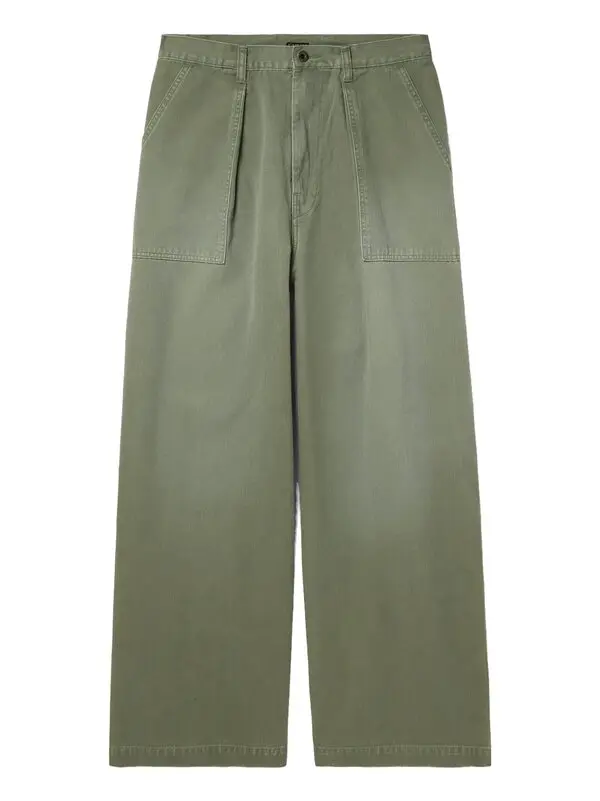 Kapital Fatigue Wide-leg Pleated Trousers - Green