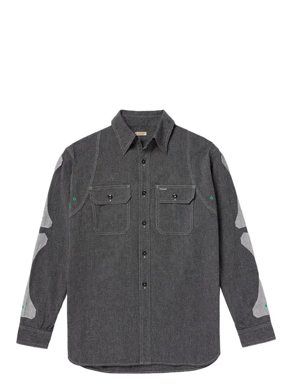Kapital Appliquéd Panelled Cotton Shirt - Black