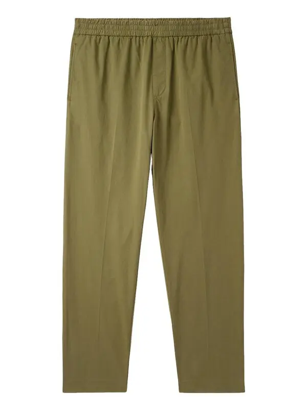 A.p.c. Pieter Straight-leg Pleated Cotton Trousers - Green